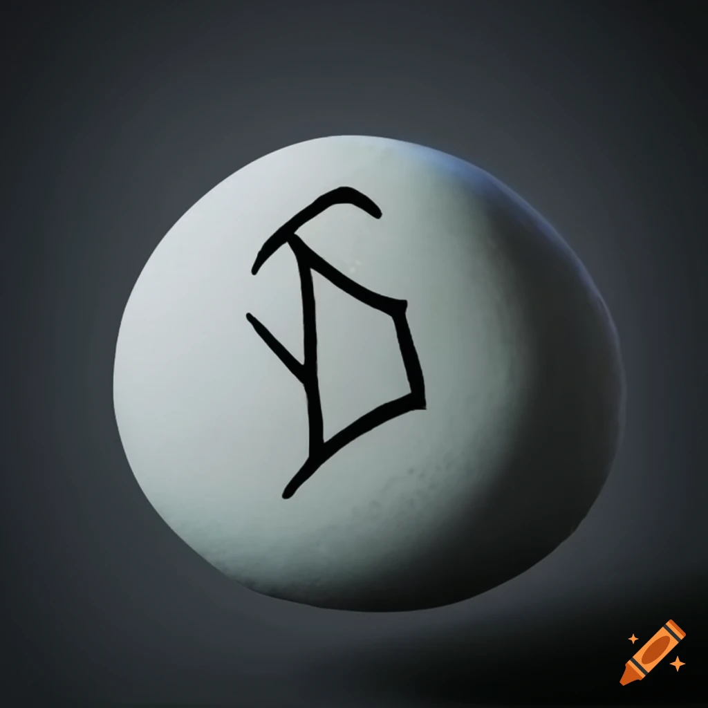 Large white stone rune with seven engraved lines on Craiyon