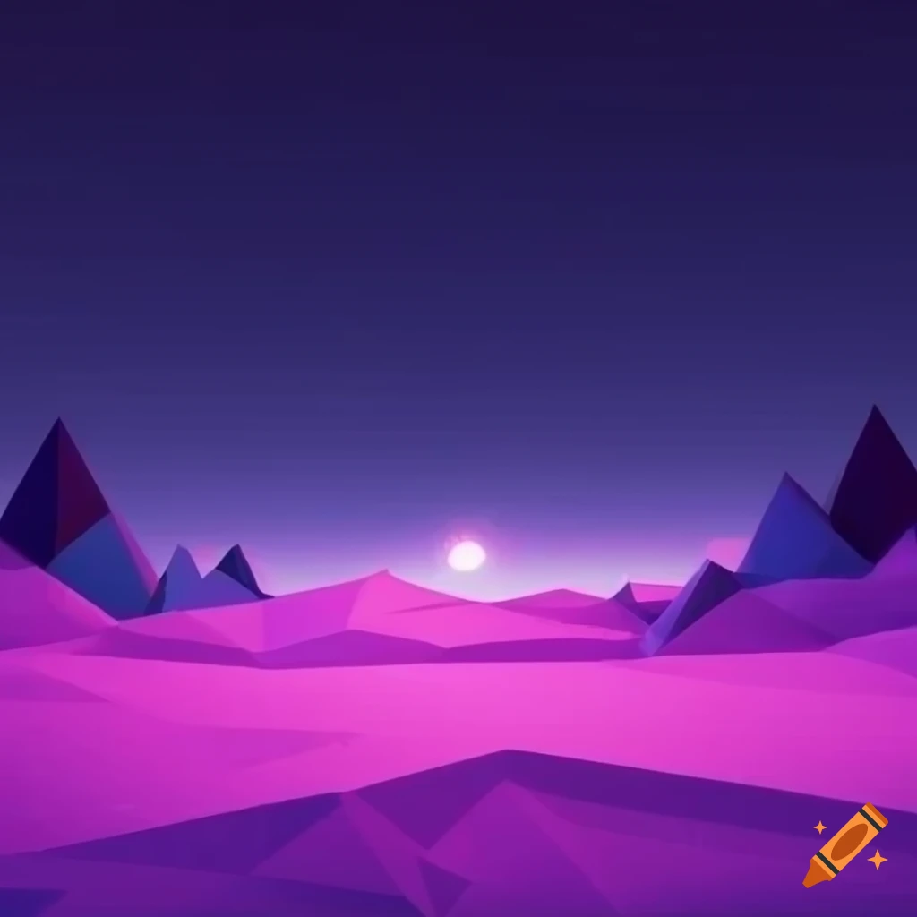 Low poly snowy background with neon glow