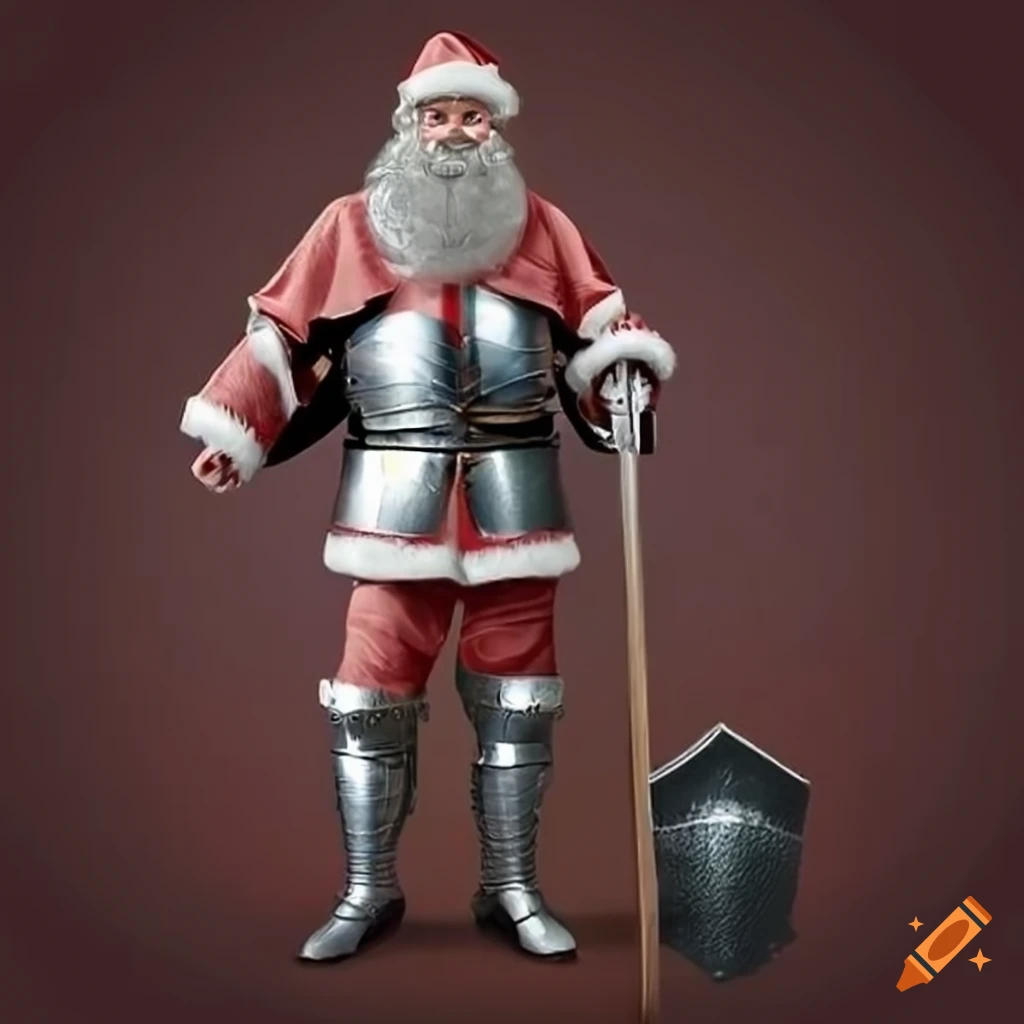 Santa claus in full plate knight's armor