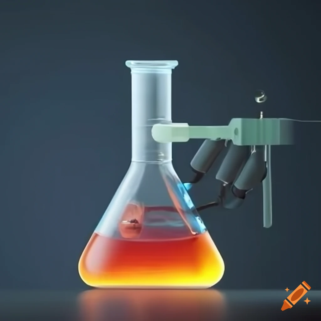 Chemical synthesis in a flask on a heated tripod