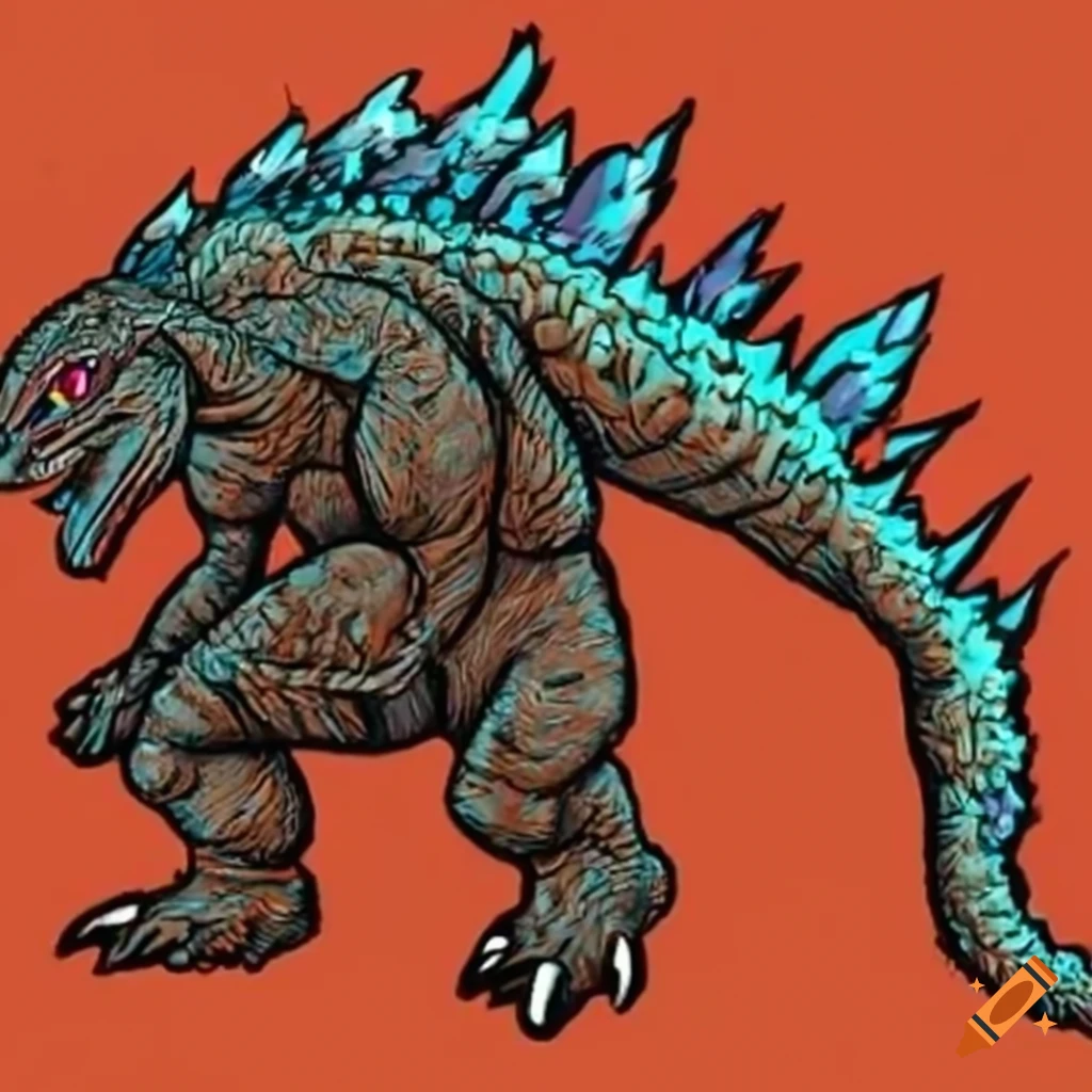 Muscular godzilla made of titanium