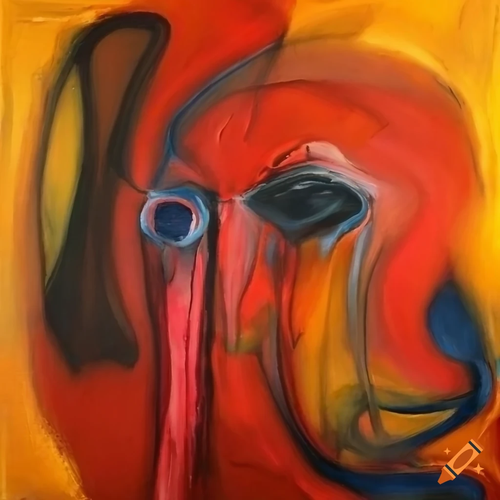 Distorted figure in abstract oil painting on Craiyon