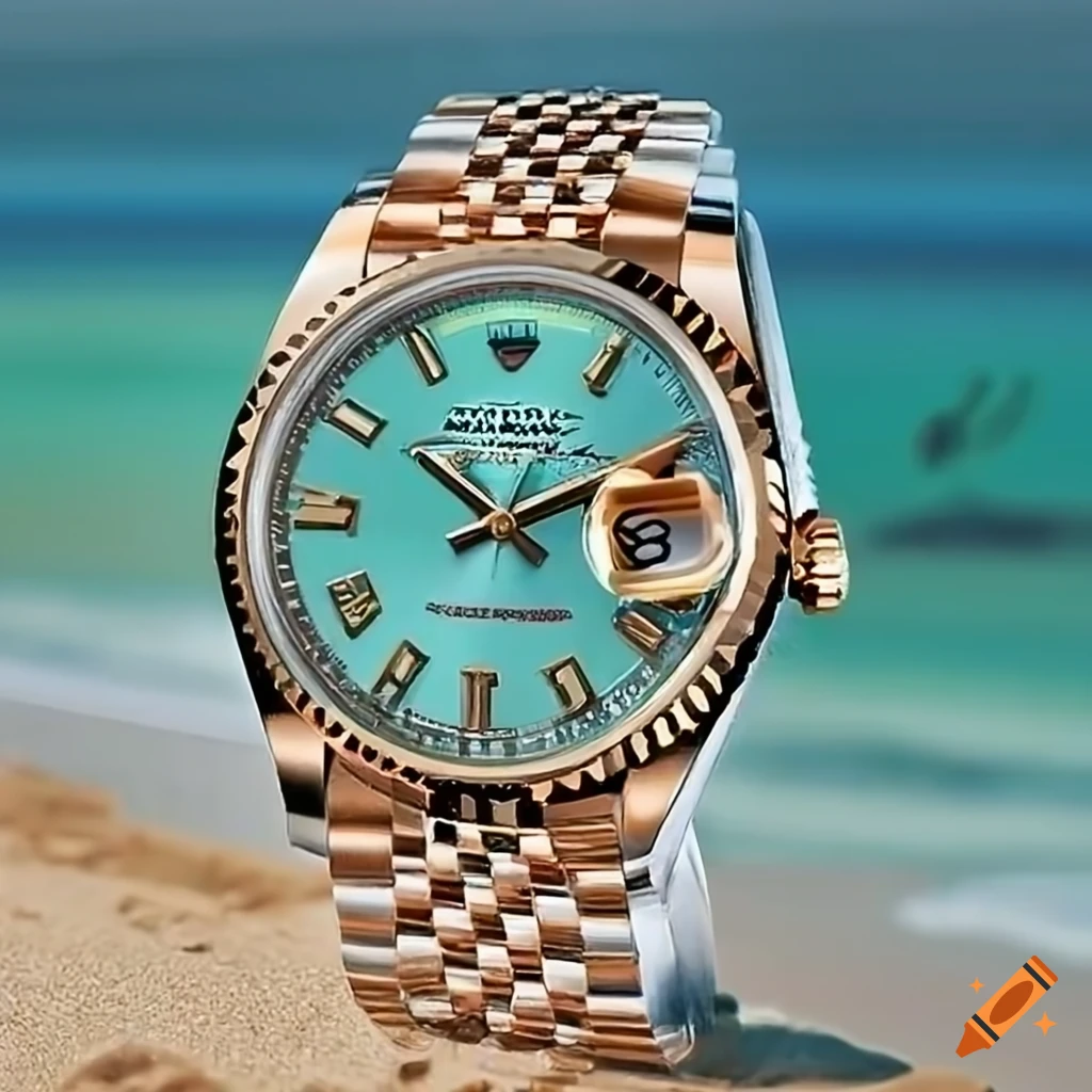 Rolex datejust watch on the beach