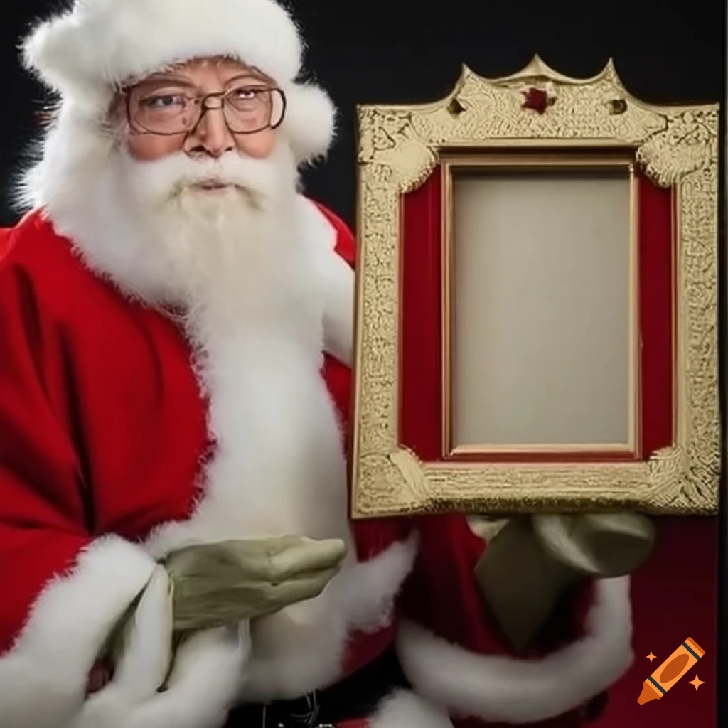 Santa holding two frames on Craiyon