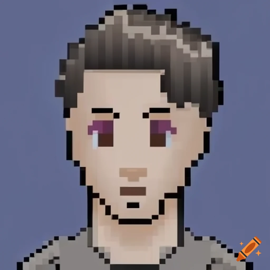 8-bit style avatar with male character and short wavy hair