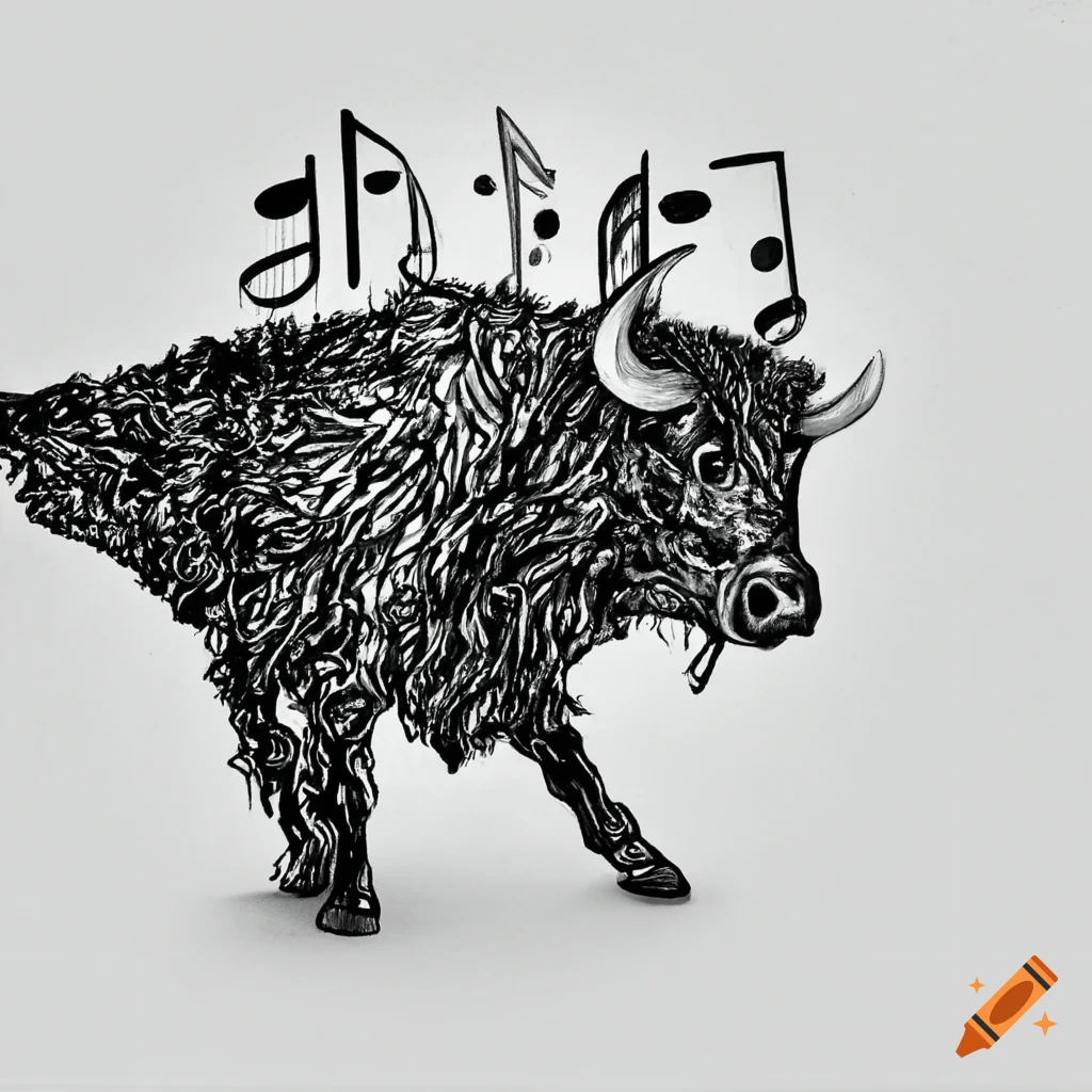 Bull made of musical notes