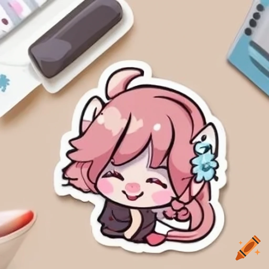 Adorable chibi anime cat sticker