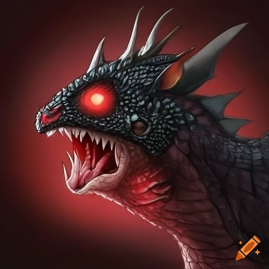 Black dragon with red stripes in a realistic style on Craiyon