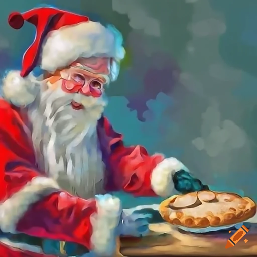 Santa claus baking a pie on Craiyon
