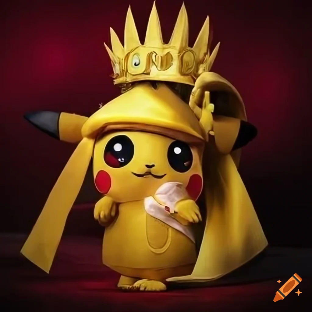 Pikachu dressed as a regal roman emperor