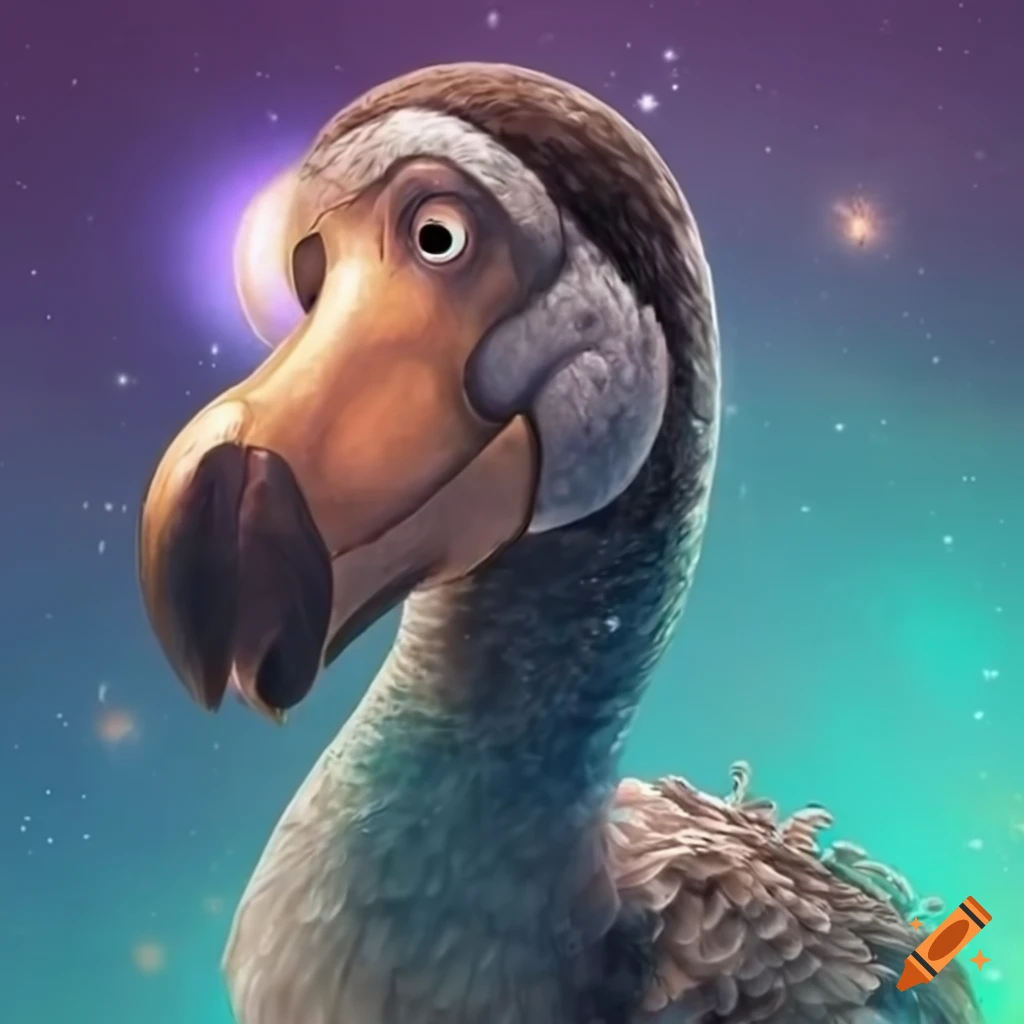 Image of a dodo bird in outer space on Craiyon