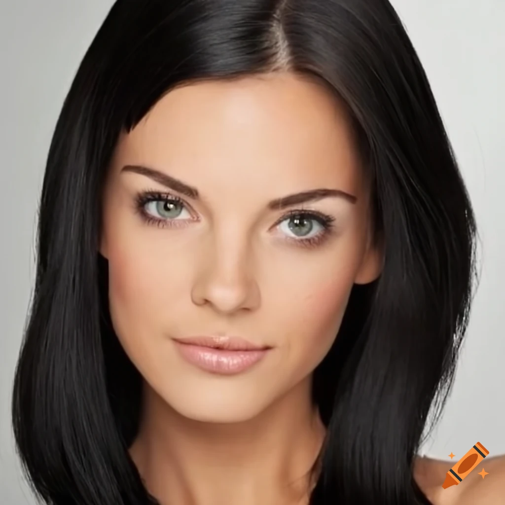 Beautiful woman with cheek dimples and tousled black hair