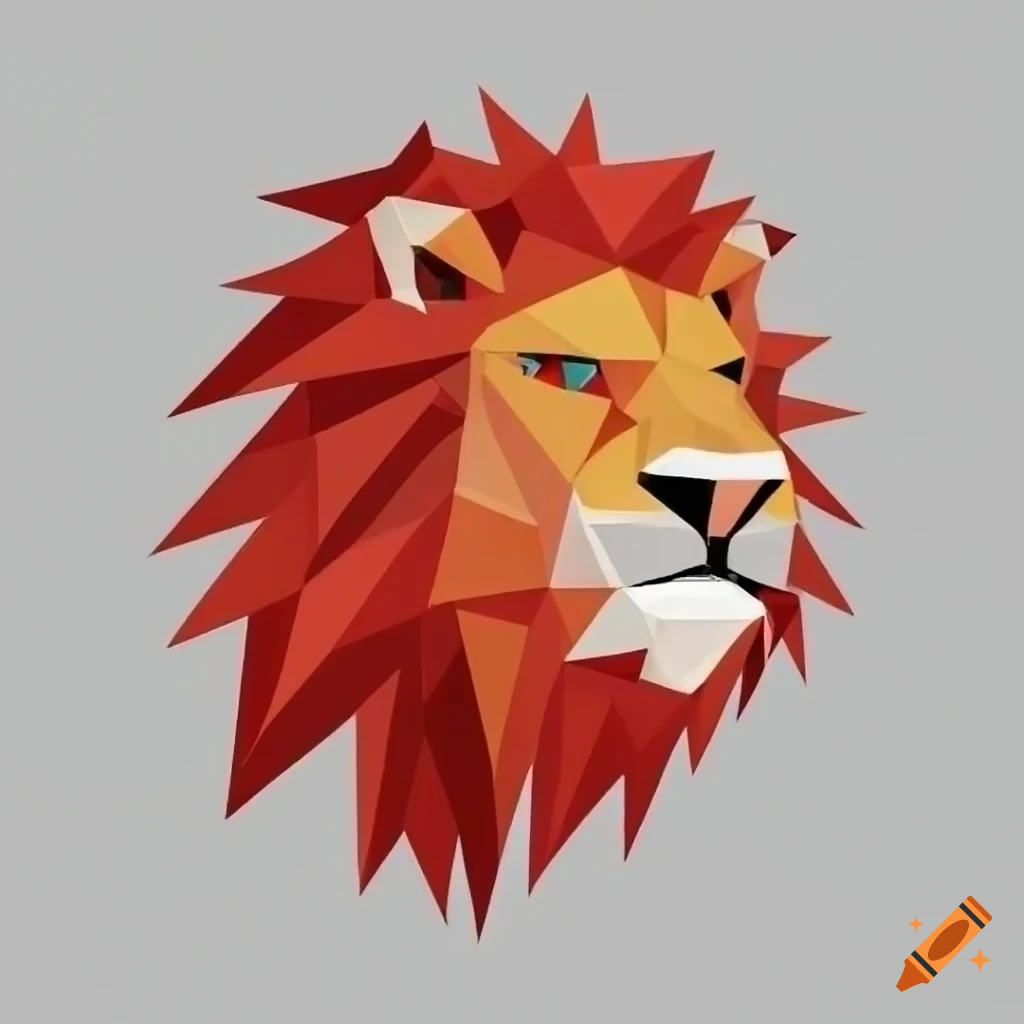 Low poly lion logo on white background