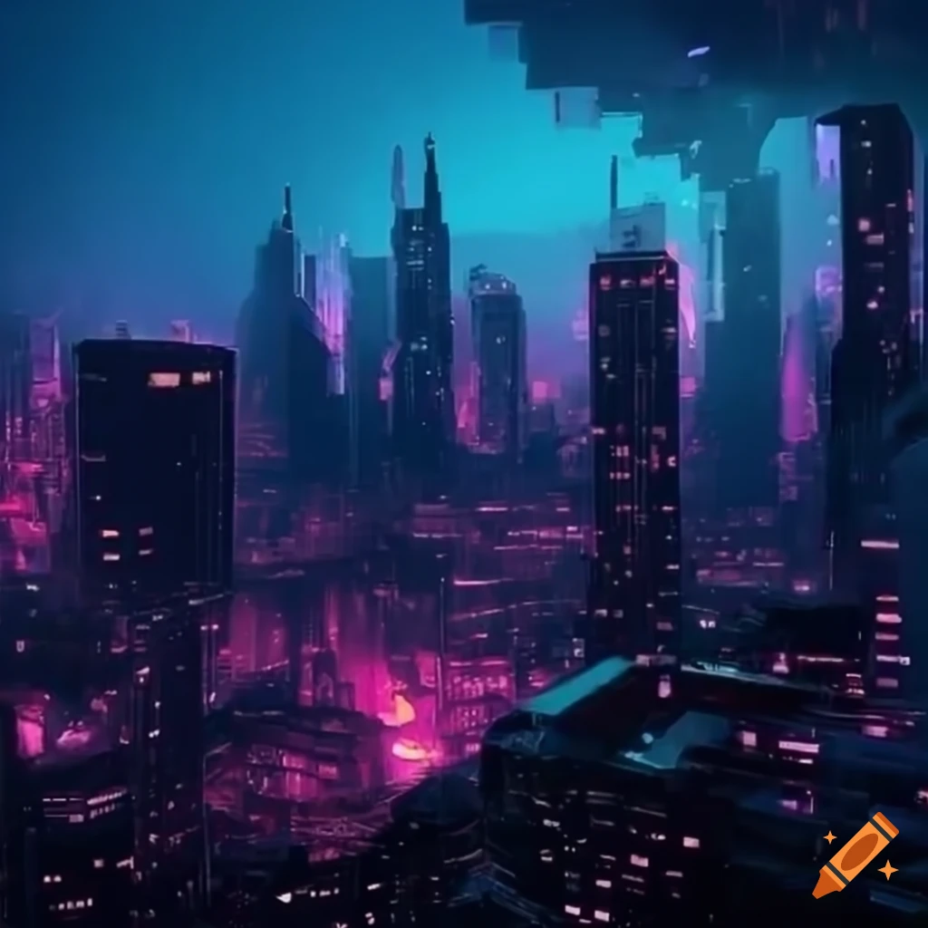 Sci-fi chillwave city with male cyborgs on Craiyon