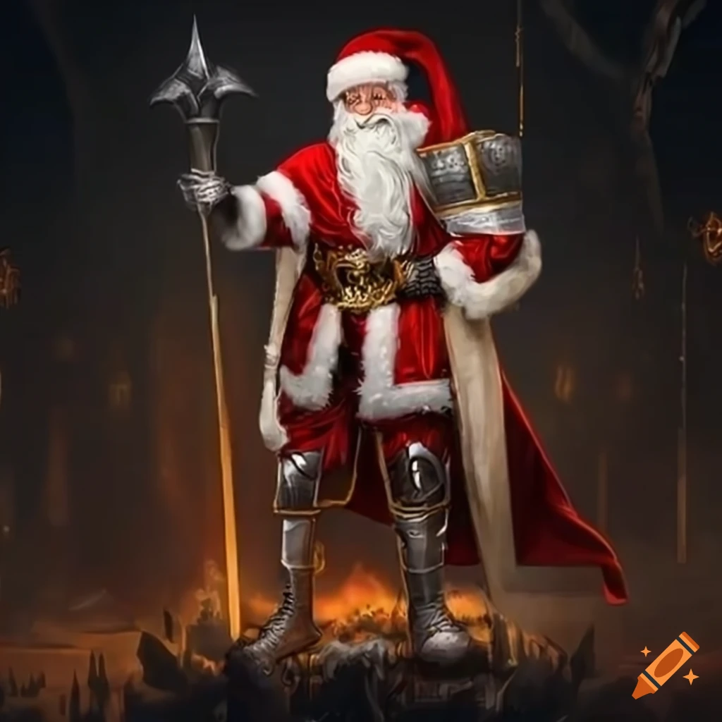 Santa claus depicted as a medieval knight on Craiyon