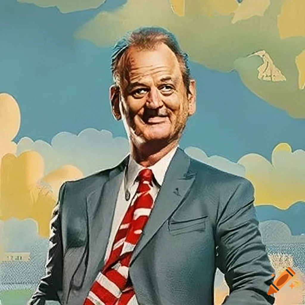 Humorous illustration of Bill Murray as Phil Connors in Groundhog Day ...