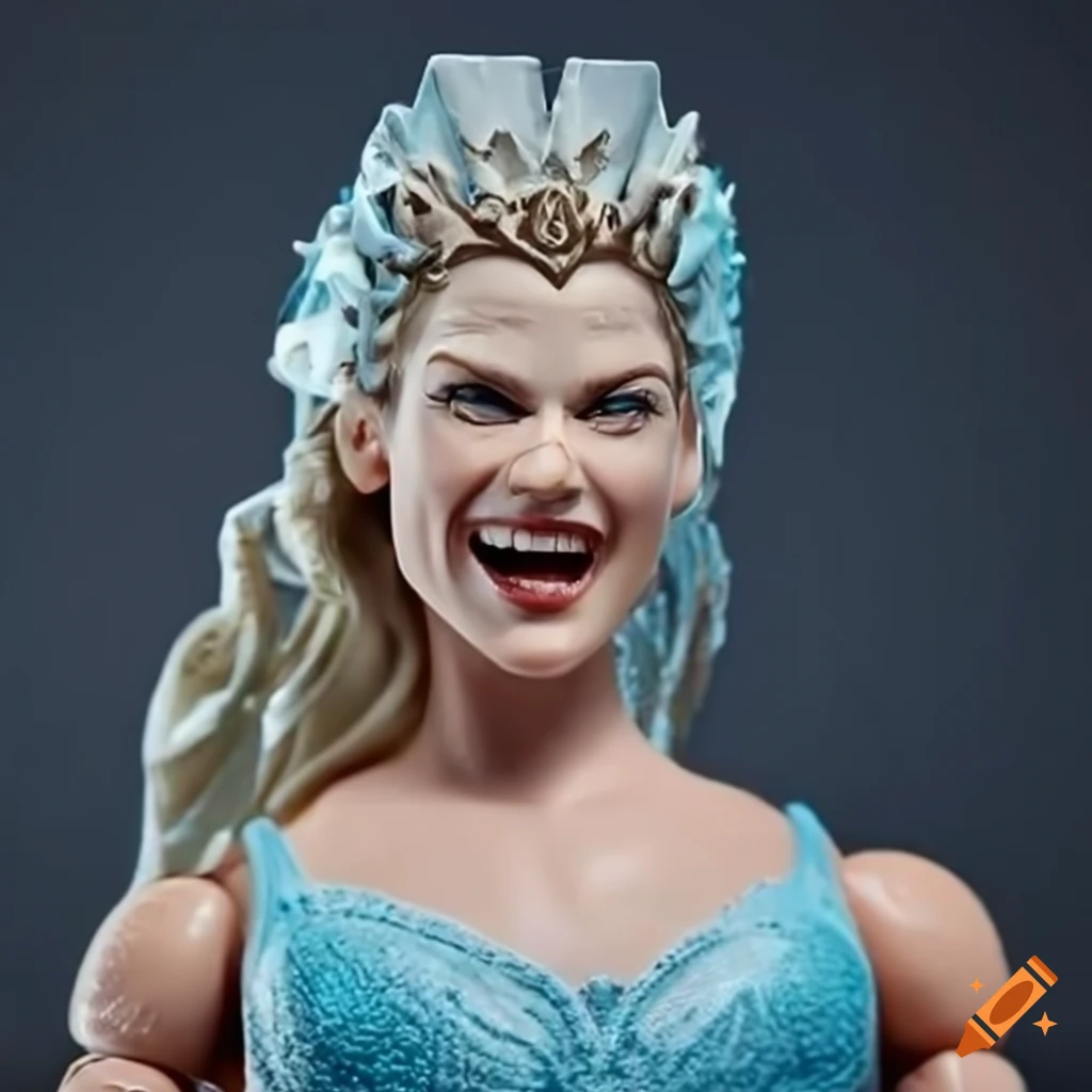 Action figure of powerful ice queen with thunder-snow strength on Craiyon