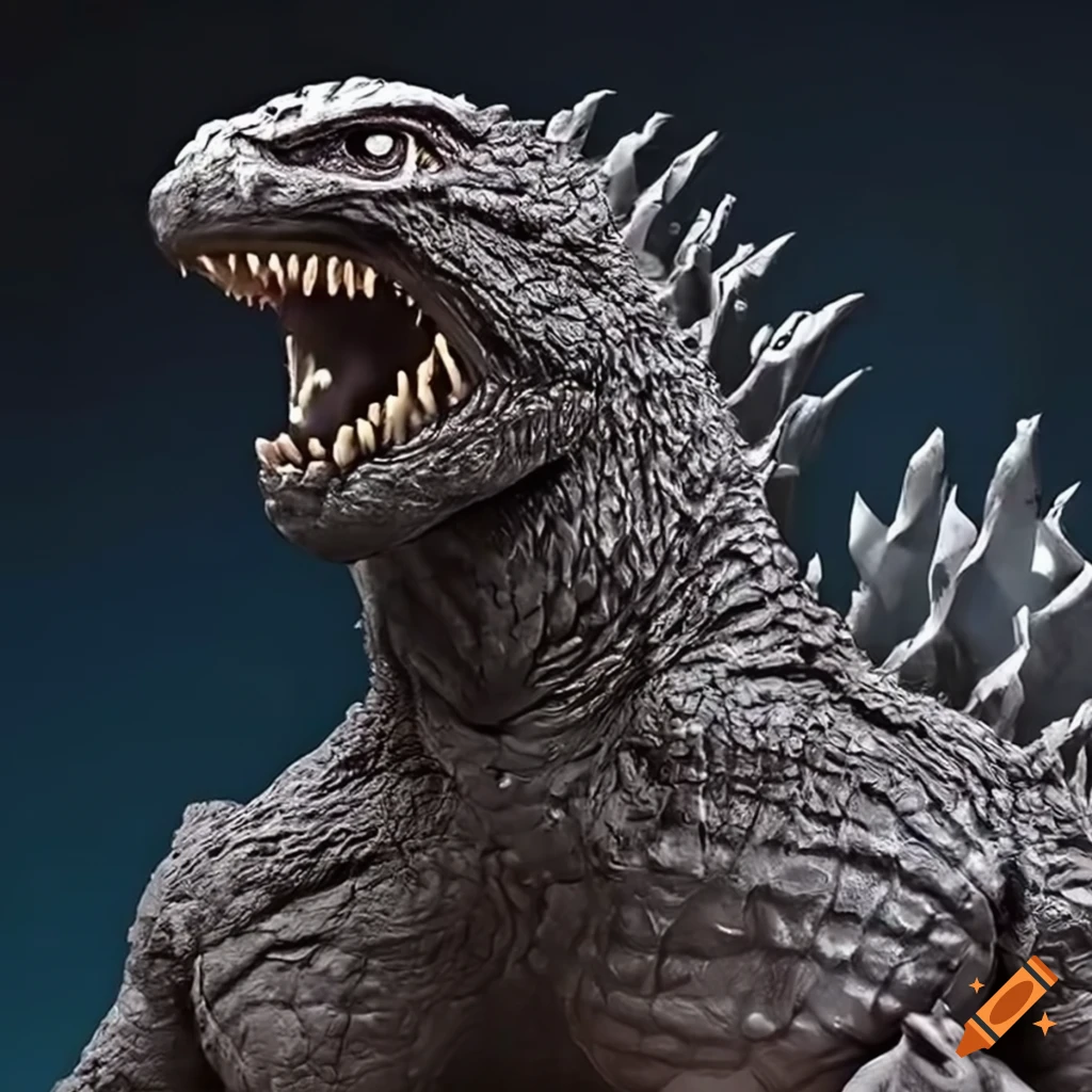 Muscular godzilla made of titanium on Craiyon