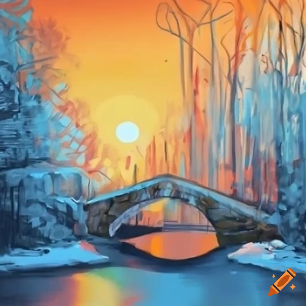 Pencil-style line drawing of a bridge on Craiyon