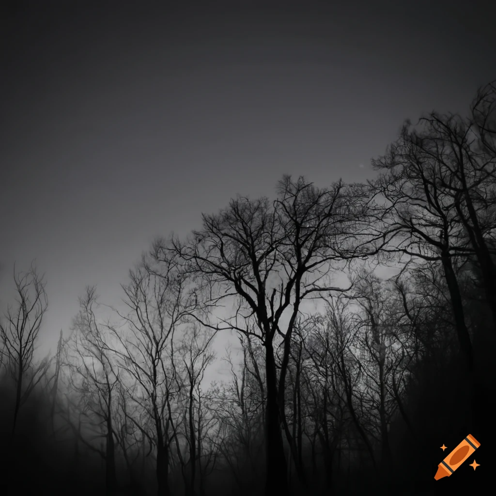 Mysterious black bat flying over eerie forest at sunset on Craiyon