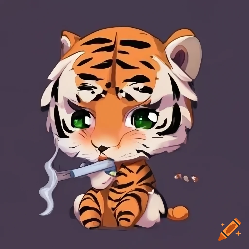 Chibi tiger smoking