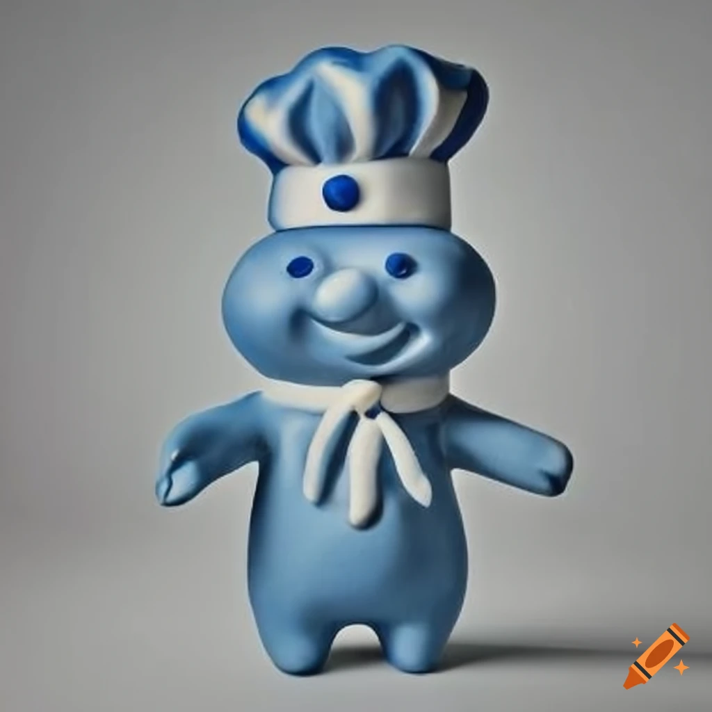 Blue-colored Pillsbury Doughboy on Craiyon