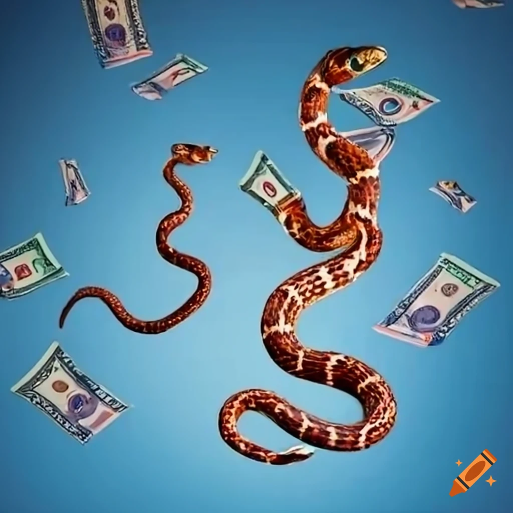 Dollar bills with snakes flying in the house of congress on Craiyon