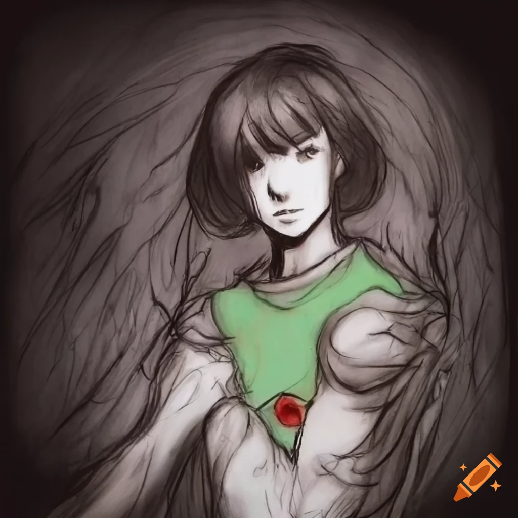 Chara from Undertale wielding a knife in a dramatic scene on Craiyon