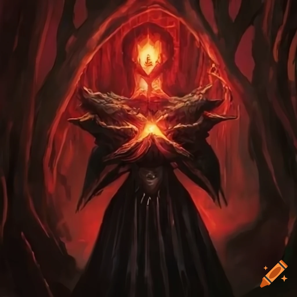 Red and black artwork in magic the gathering style on Craiyon