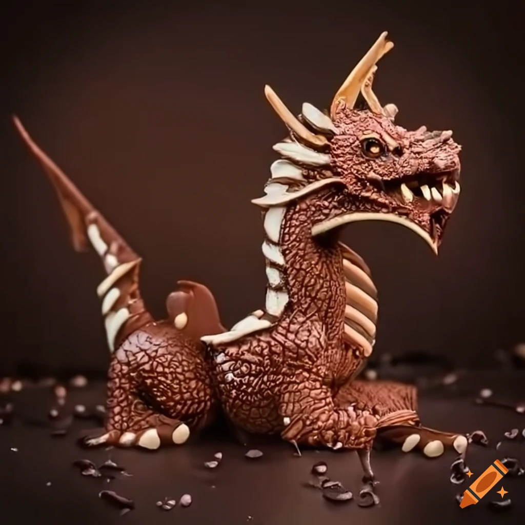 Chocolate dragon in the style of a chocolate Santa Claus on Craiyon