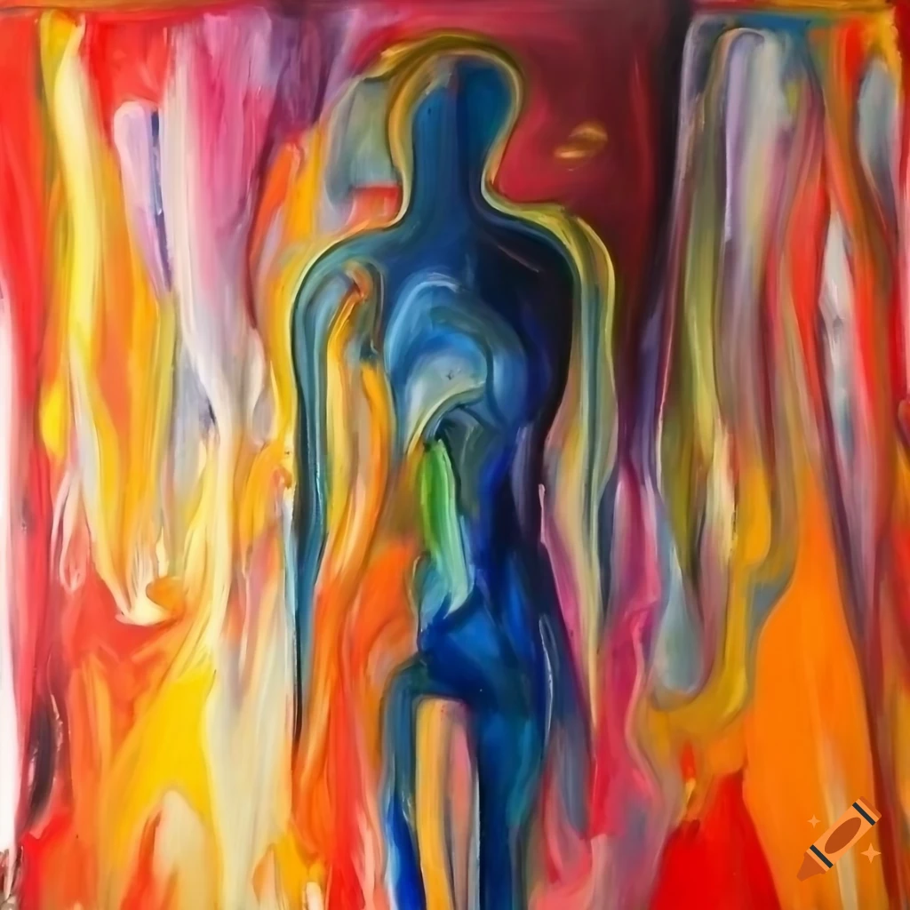 Distorted figure in abstract oil painting on Craiyon