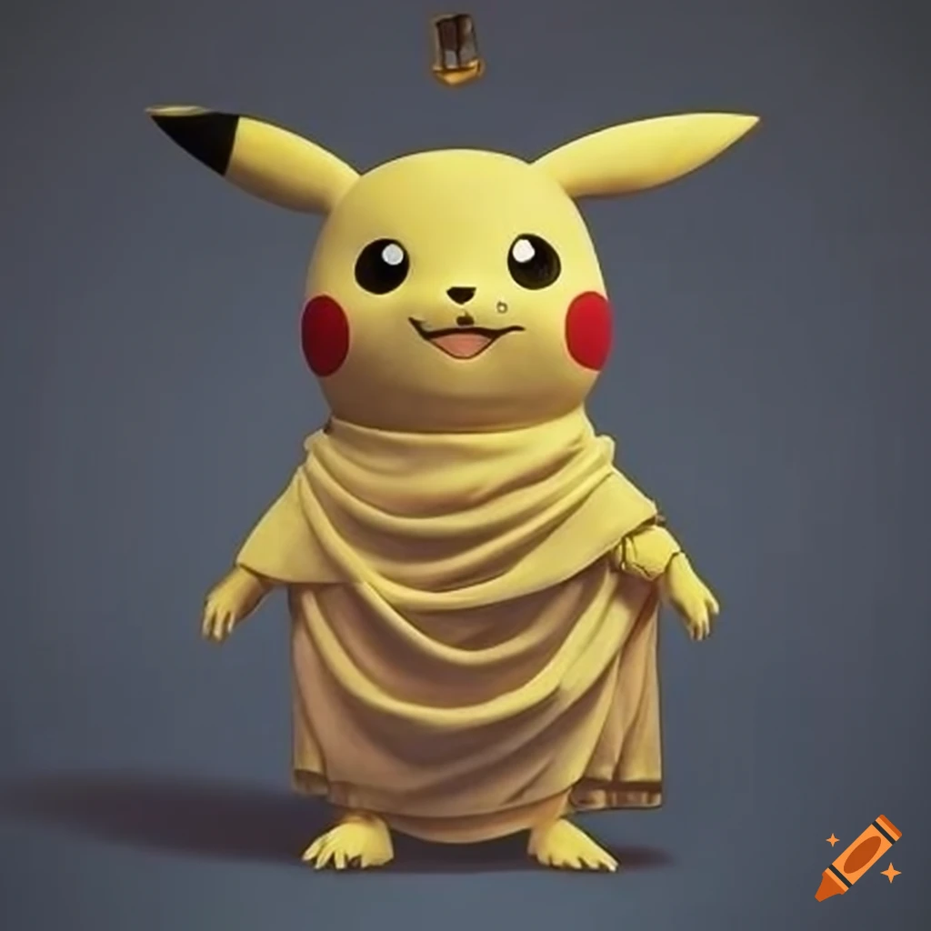 Pikachu dressed as a roman emperor