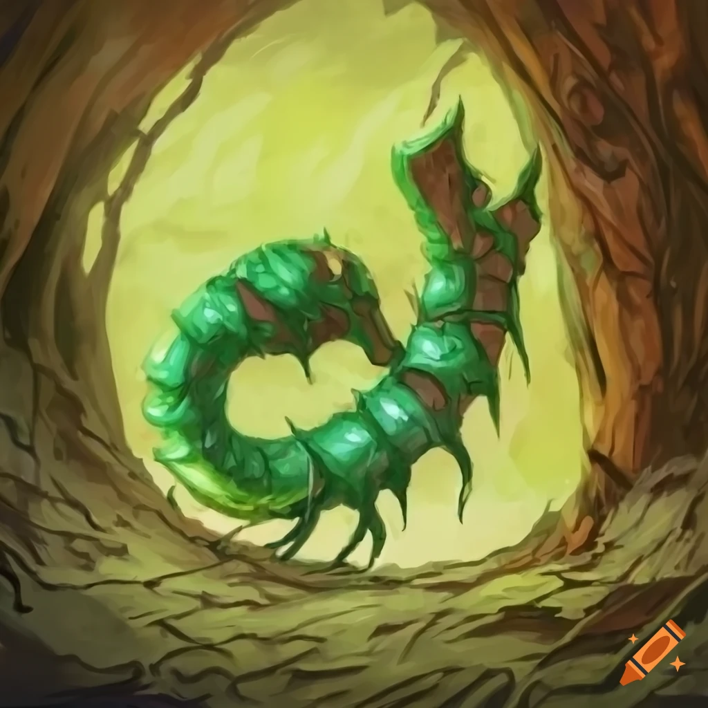 Green wurm artwork in mtg style