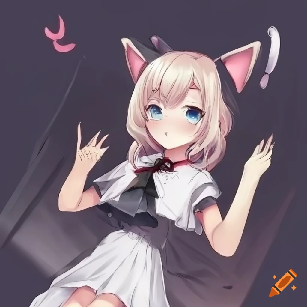 Anime girl with cat ears on Craiyon