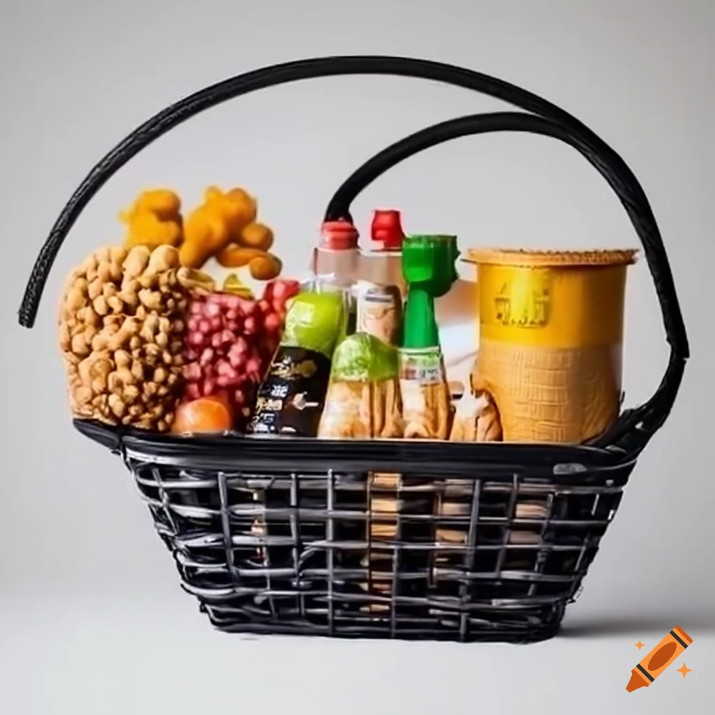 Shopping basket filled with groceries