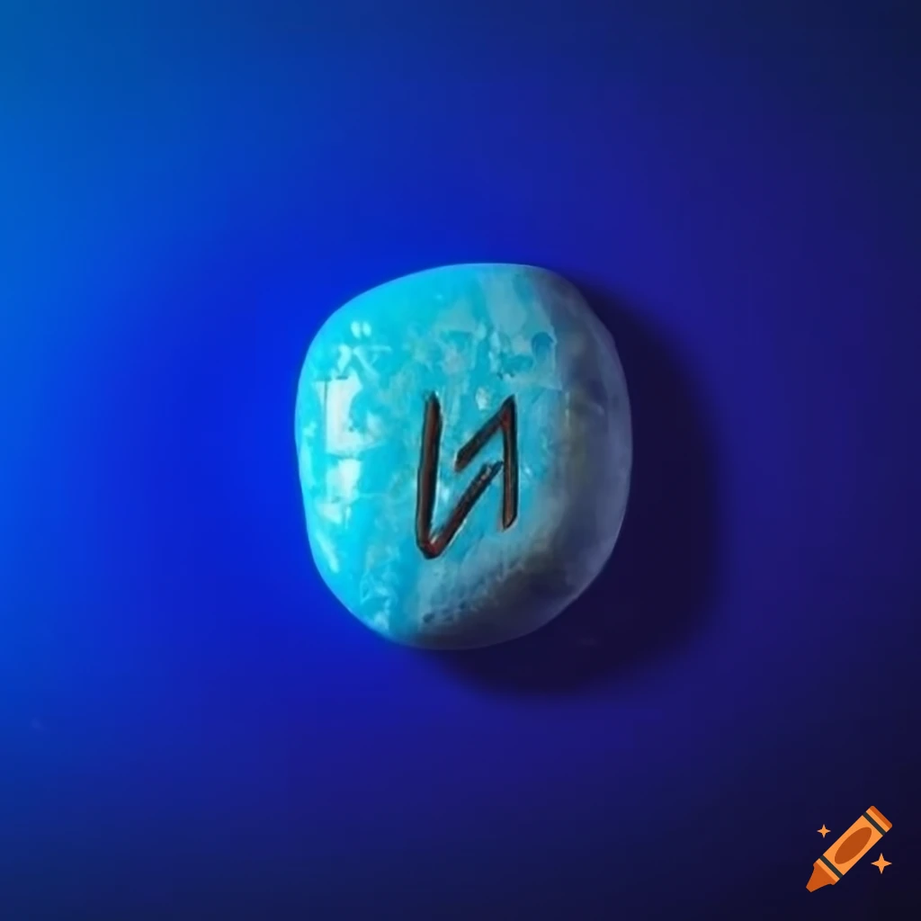 Light stone rune with imaginative lines on blue background on Craiyon