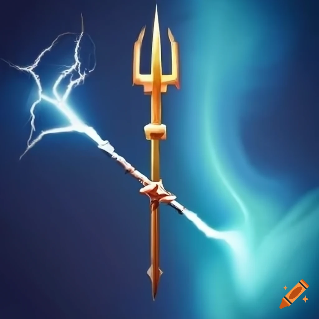 Powerful 3-point trident with lightning on Craiyon