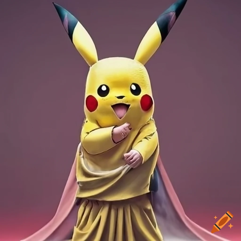 Pikachu dressed as a regal roman emperor