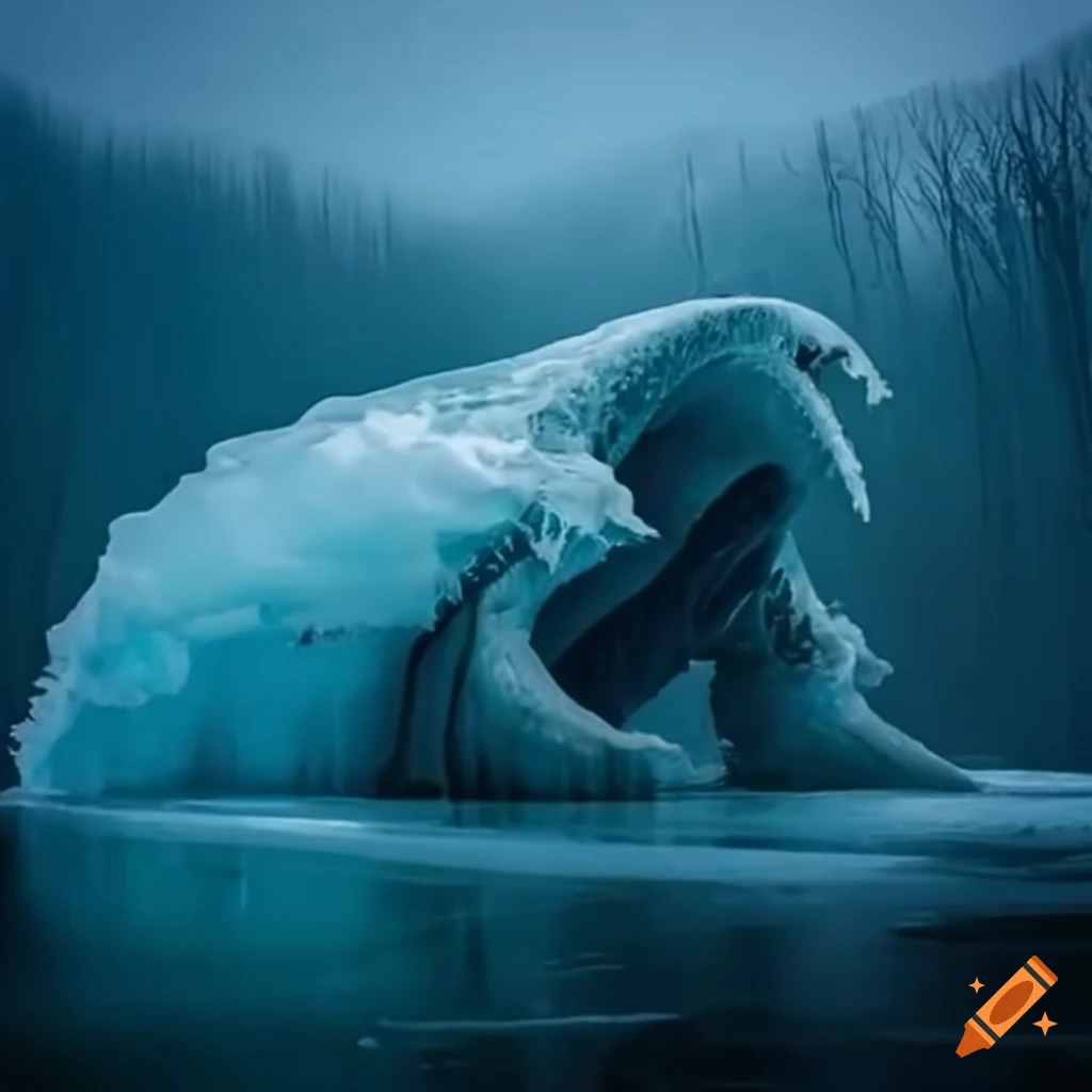 Ice monster breaking through the frozen lake in alterac valley