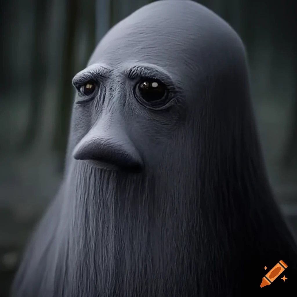 Eerie detailed portrait of the groke character appearing from the mist