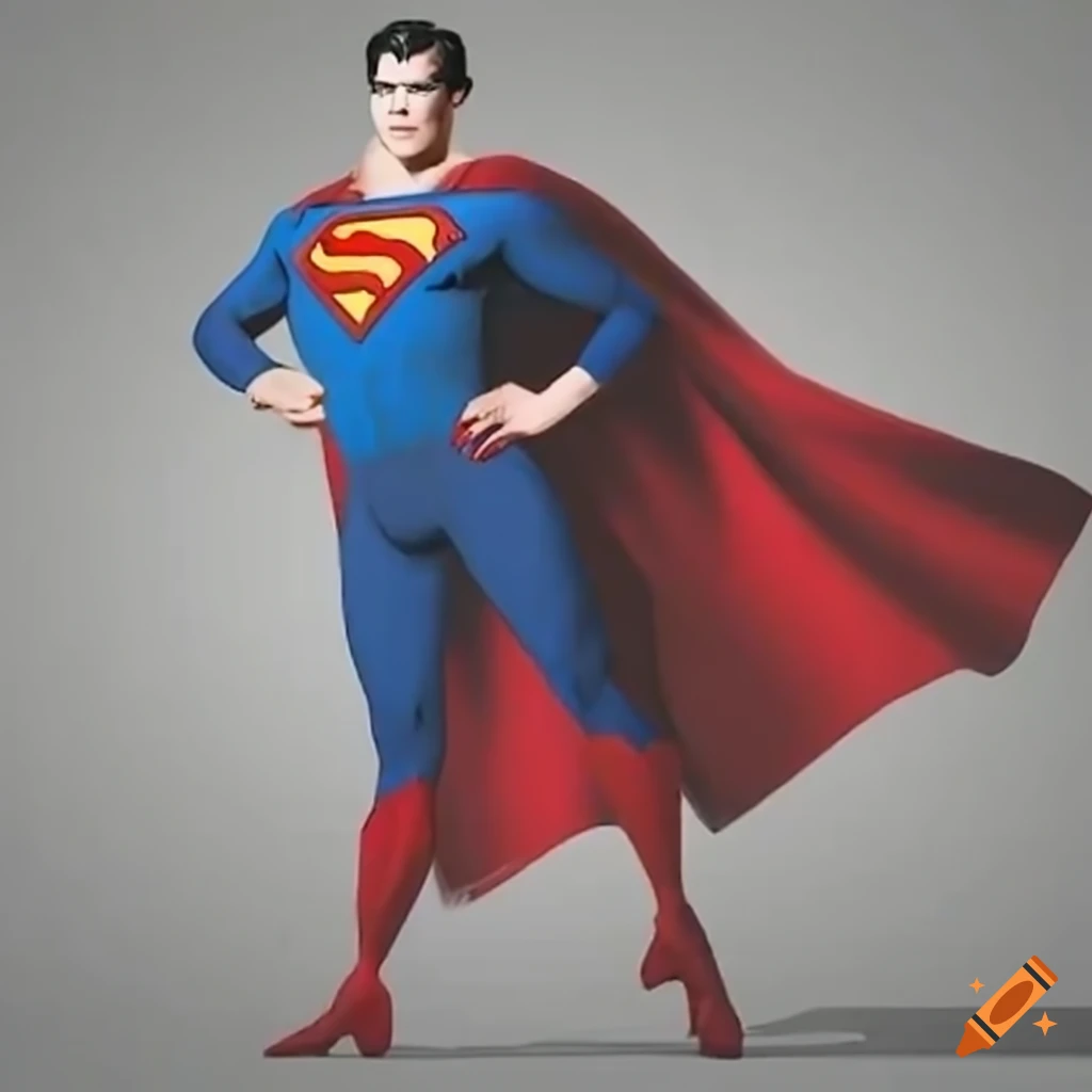 Superman striking an elegant ballet pose in his superhero suit on Craiyon