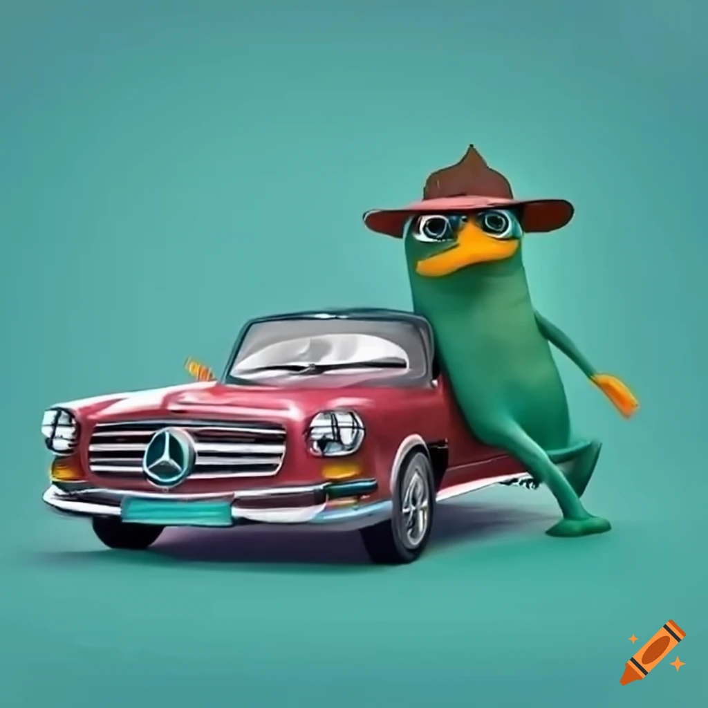 Perry the platypus driving a mercedes car on Craiyon
