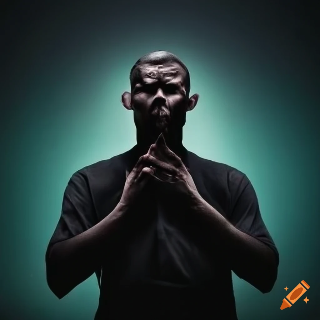 Powerful man with dark aesthetic and power signs on Craiyon