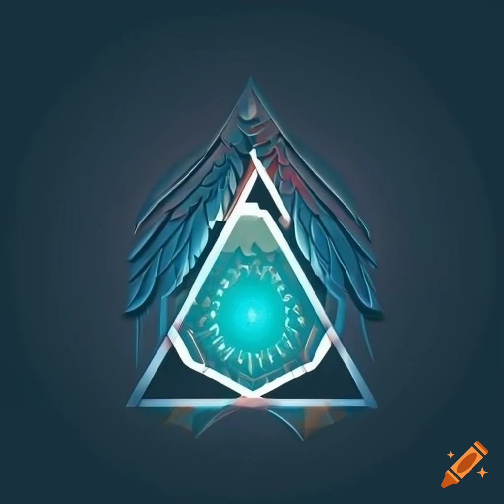 Modern emblem with triangle design representing speaker, microphone ...