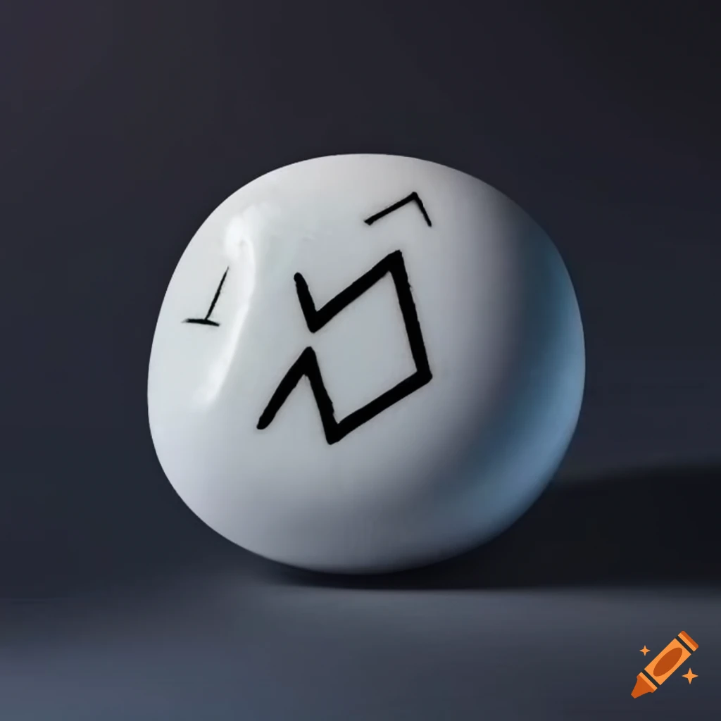 Large white stone rune with seven engraved lines on Craiyon