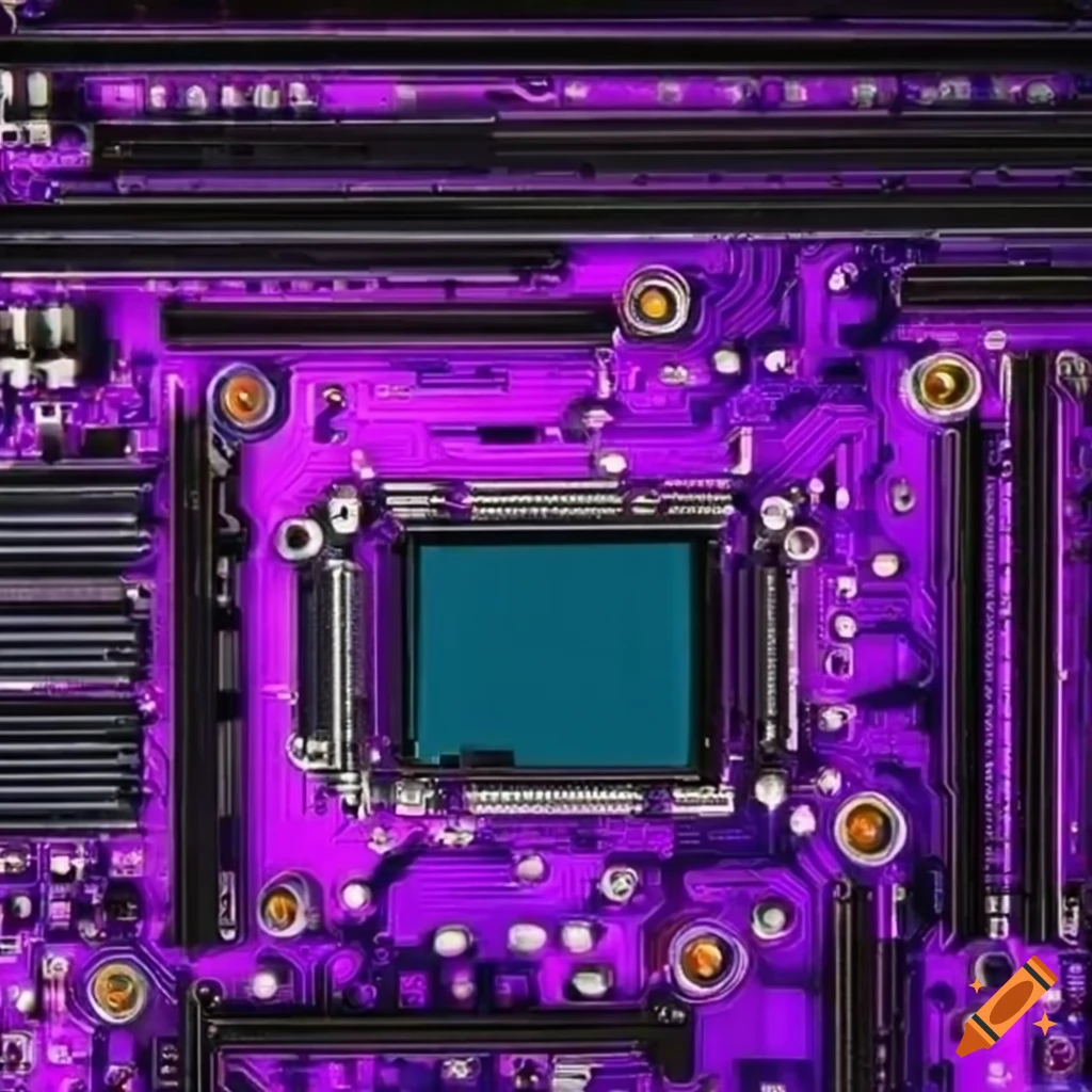 Dark purple motherboard with a built-in black screen on Craiyon
