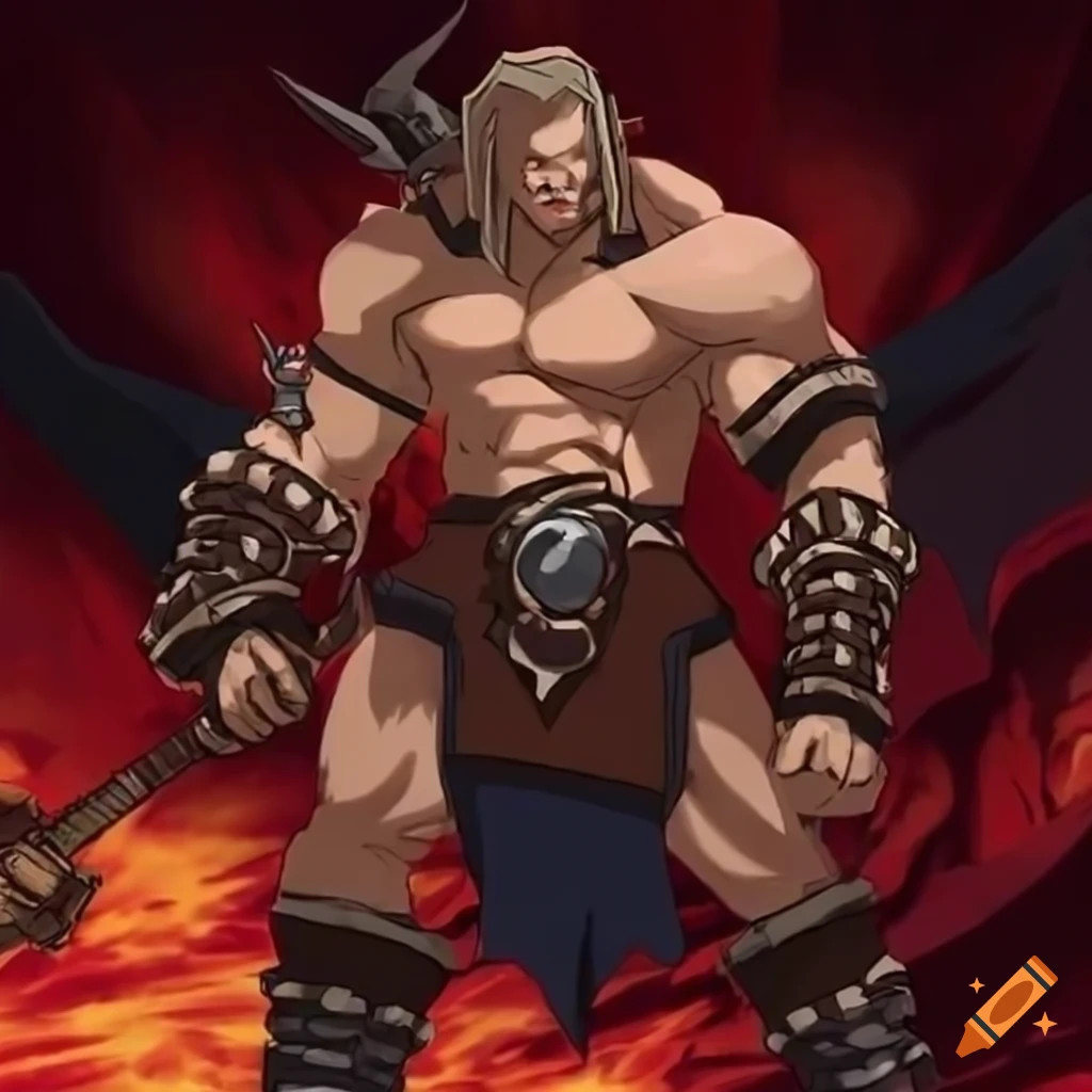 Chad barrel-chested barbarian warrior of Tyr in Yu-Gi-Oh style on Craiyon
