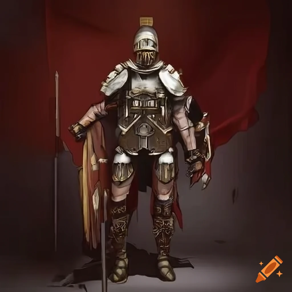 Image of a futuristic roman soldier with cybernetic enhancements