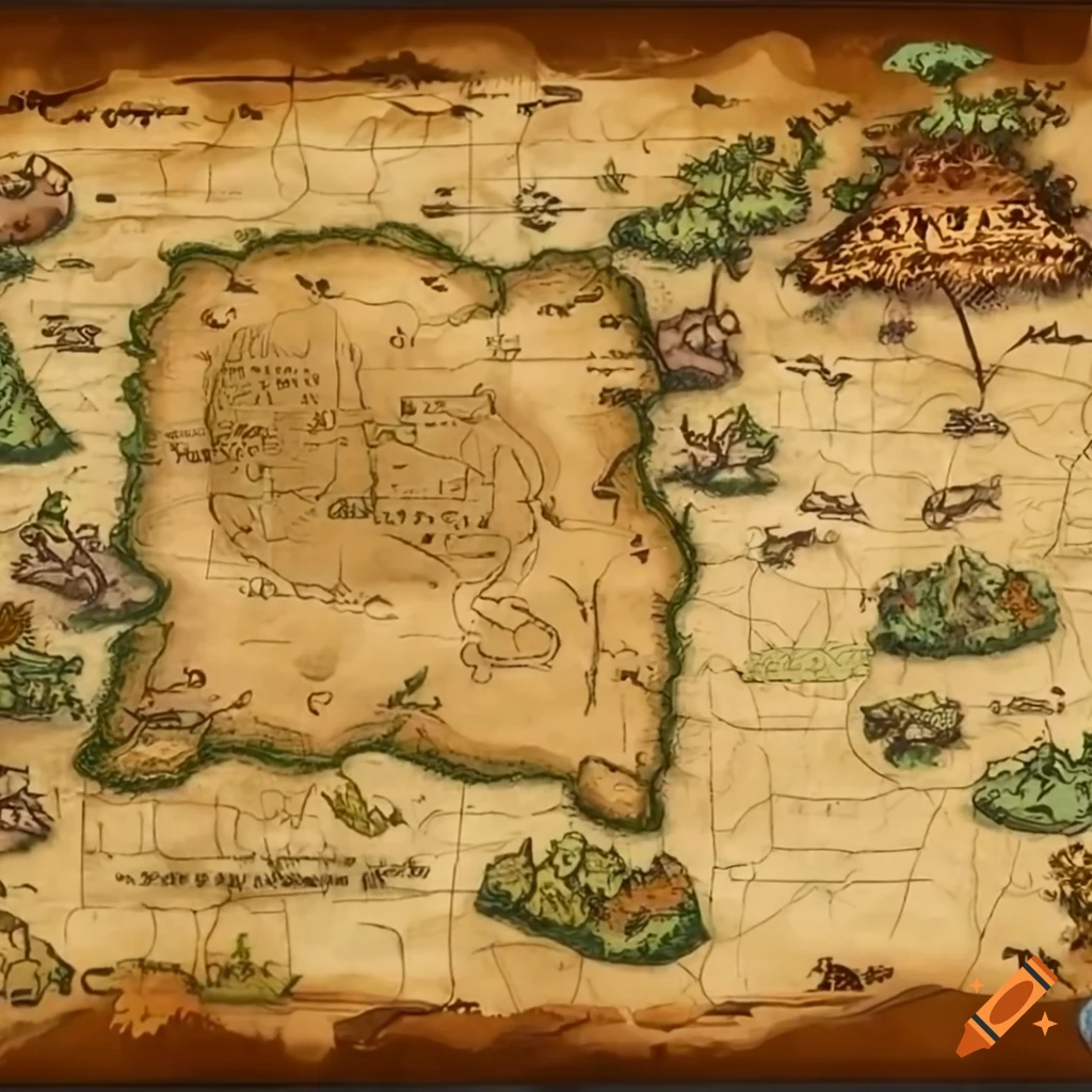 Magical forest treasure map on Craiyon