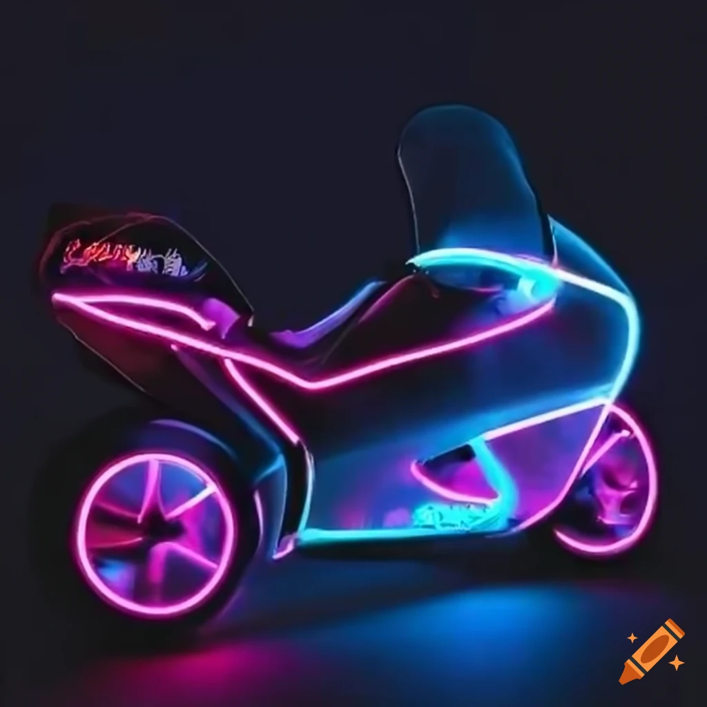 Neon-lit motorcycle in an arcade-style